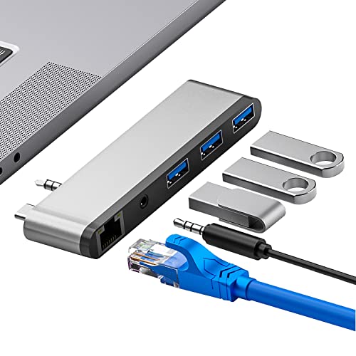 KIHENG USB Hub 3.0, USB C Adapter and 5-in-2 Docking Station , USB C Hub only Apply for MacBook Pro 2021