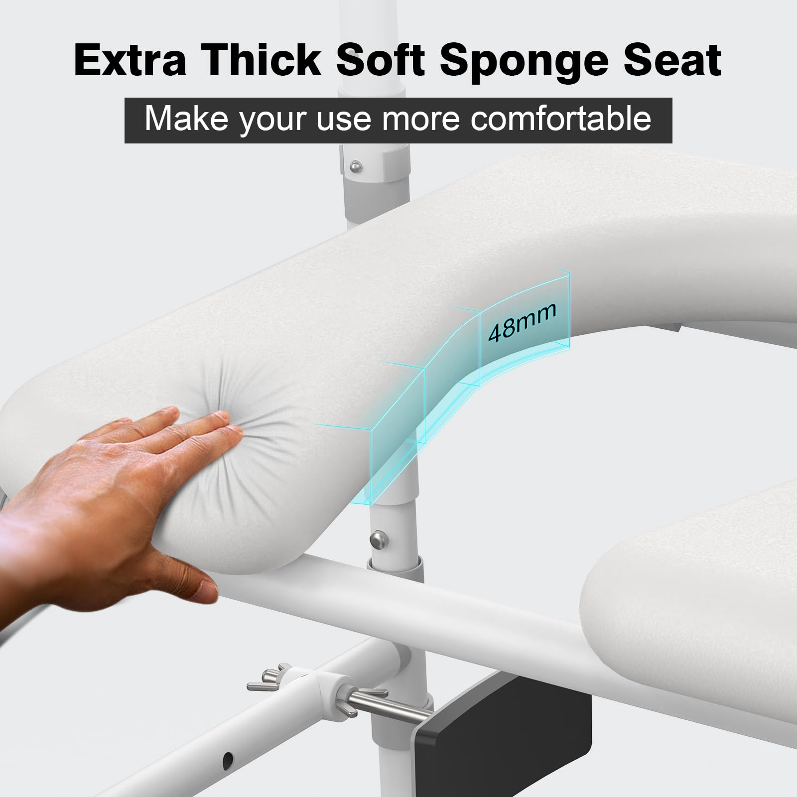Padded Raised Toilet Seat with Handles,Toilet Seat Elevatorsā Adjustable Medical Elevated Toilet Riser for Seniors, Supports Up to 400 lbs, Handicap-Friendly Comfort Solution