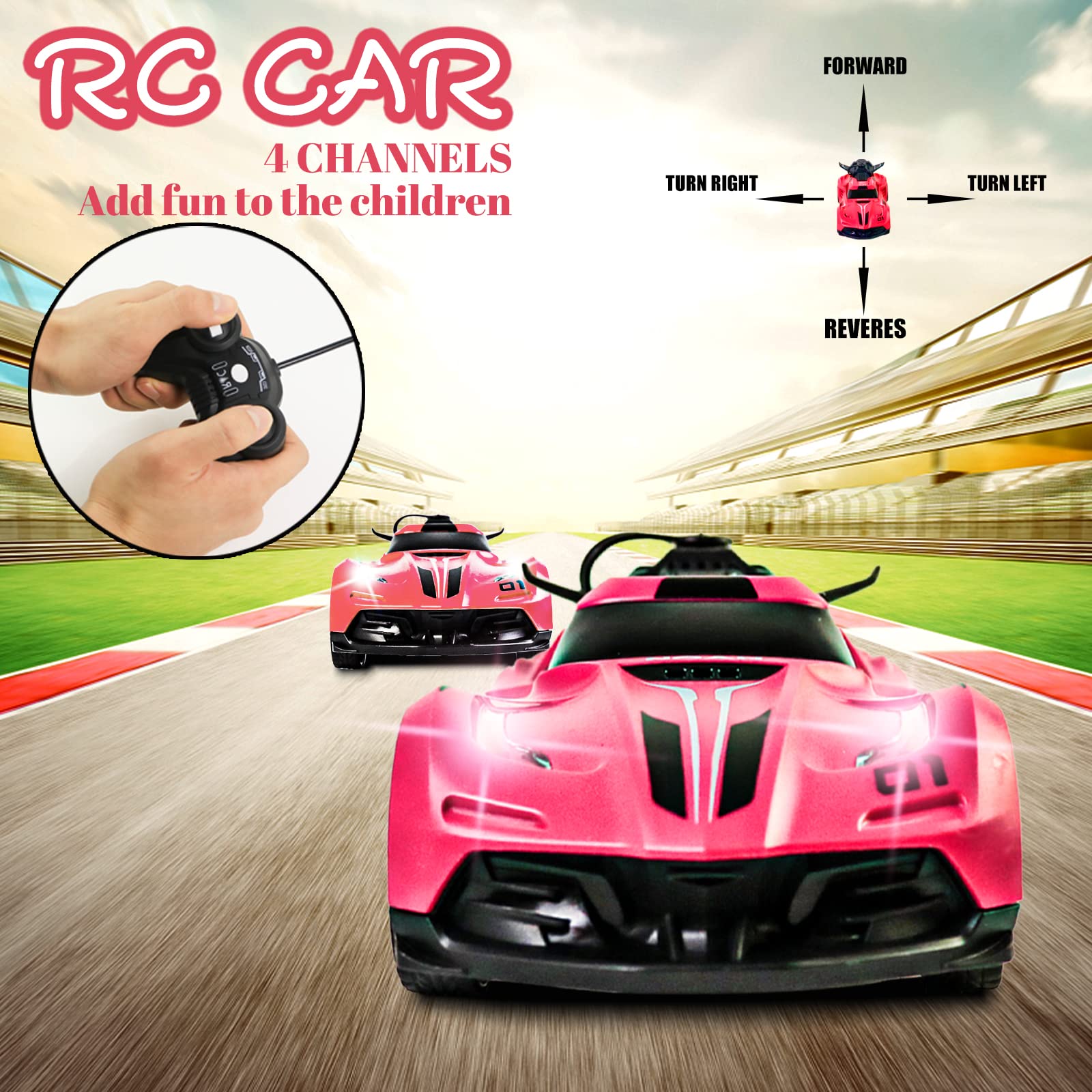 Desdoni Spray Remote Control Car RC Drift Car 1:24 Scale Mini RC Car Model Vehicle with LED Lights Remote Control Car for Adults Boys Girls Kids Gift