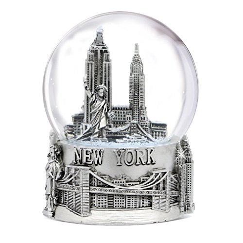 Silver New York City Snow Globe Gift 4.5 Inch (80mm) from NYC Snow Globes Souvenirs (Damaged box)