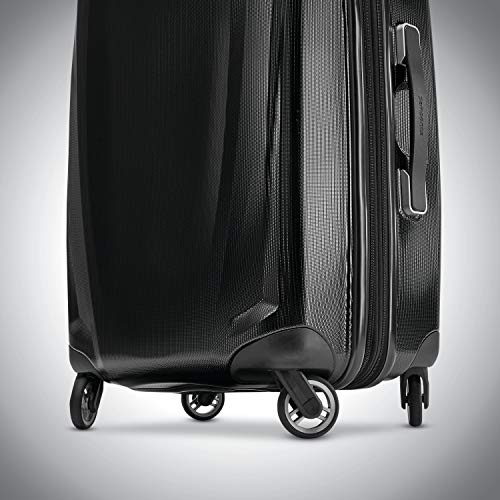 Samsonite Winfield 3 DLX Hardside Expandable Luggage with Spinners, Checked-Medium 25-Inch, Black