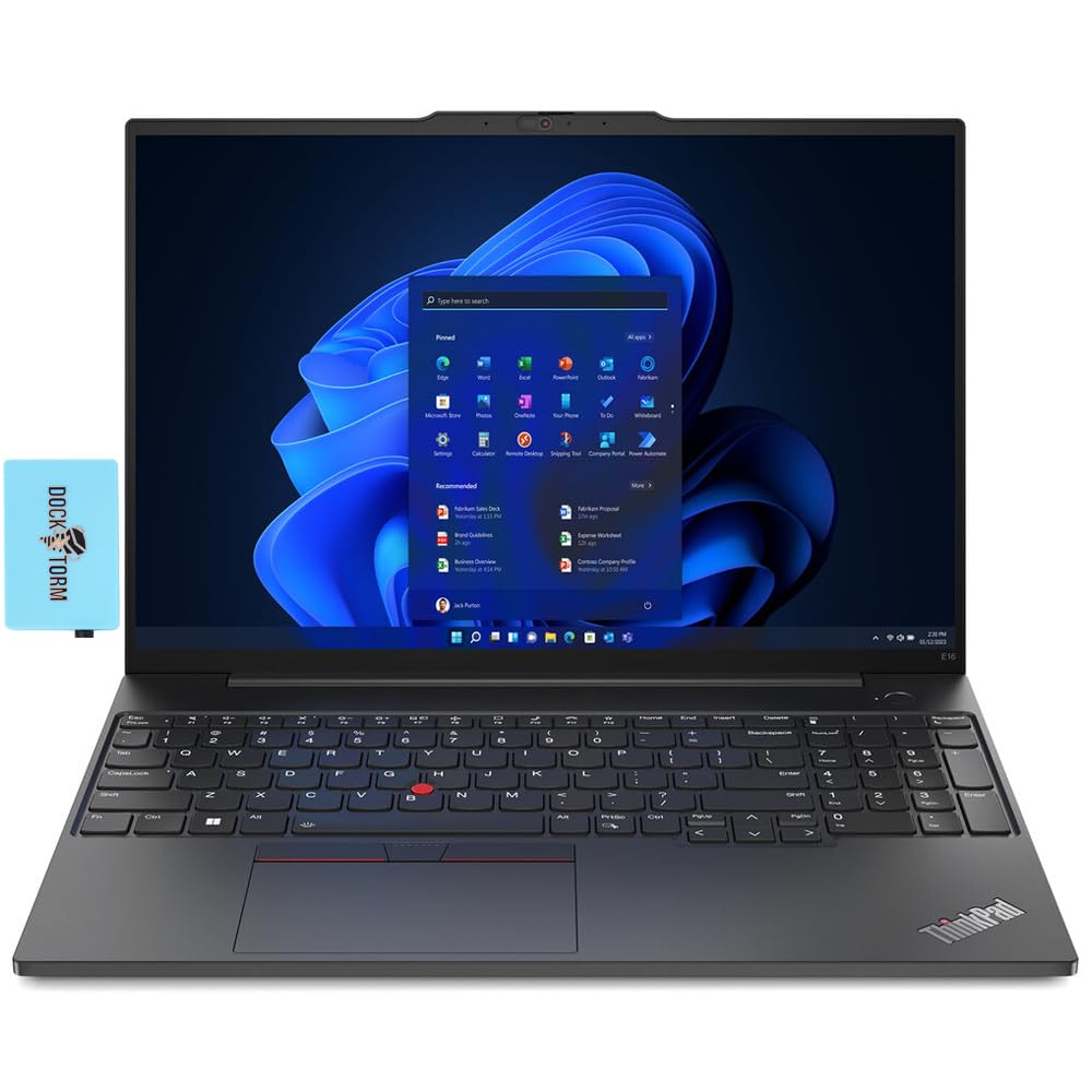 Lenovo Thinkpad E16 Gen 2 Home & Business Laptop (AMD Ryzen 5 7535U 6-Core, 8GB DDR5 4800MHz RAM, 256GB PCIe SSD, 16.0" 60 Hz Fingerprint, WiFi, Bluetooth, Win 10 Pro) with Dockztorm Hub