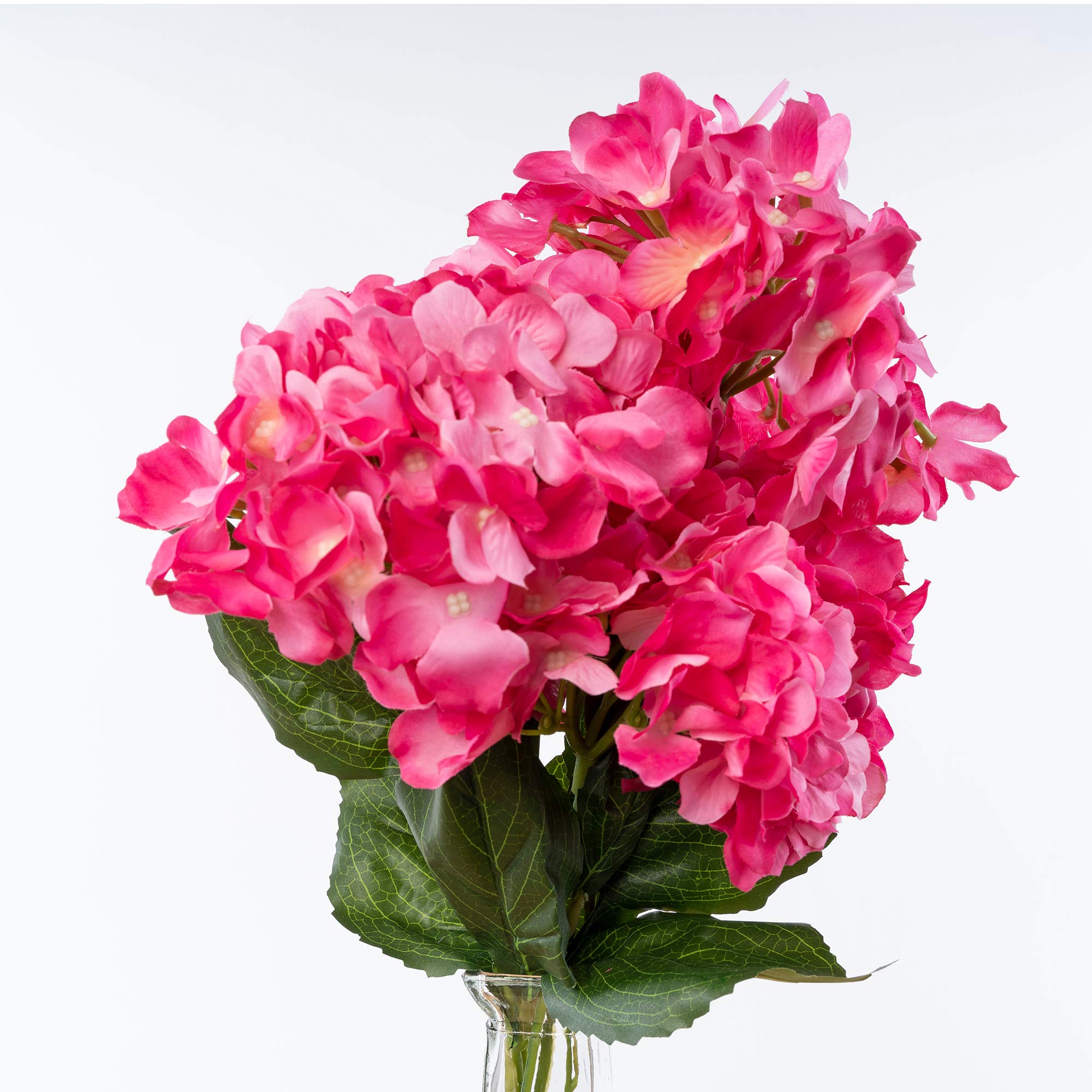 Elite Floral Artificial Hydrangea Bush with 6 Big Flower Heads for Home Garden, Office, Flowers Arrangement, Wedding Centerpiece, DIY β 7β Diameter x 22βH β Fuchsia