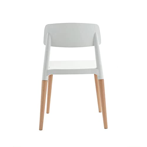 Porthos Home Clyde Dining Chairs Set of 4 with Waterproof and Stain-Resistant PP Plastic Back, Seat and Legs with Woody Accents (Space-Saving Stackable Design for Dining Rooms