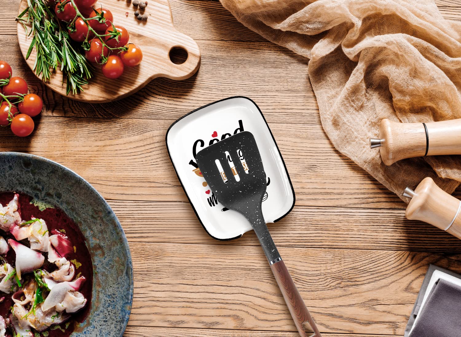 Good Things Come To Those Who Bake Ceramic Egg Beaters Rest for Kitchen Utensils Kitchen Countertop or Stove, Heat-Resistant Rest Cooking Spoons, Egg Beaters and Fork