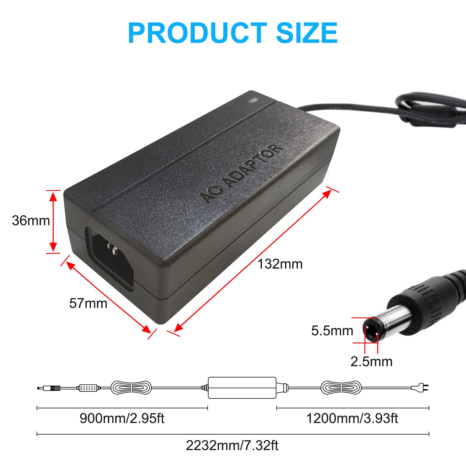 MALIGAZA 24V 5A Power Supply, Max 120W LED Driver Adapter Plug Transformers 100V~240V AC to DC Converter for 5050 3528 LED Strip Light 3D Printer CCTV Security System LCD Monitor