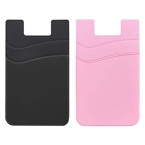 SS Phone Card Holder, Phone Wallet Stick On Silicion Card Holder for Back of Phone Credit Card Suitable for iPhone Samsung Galaxy Any Smartphone