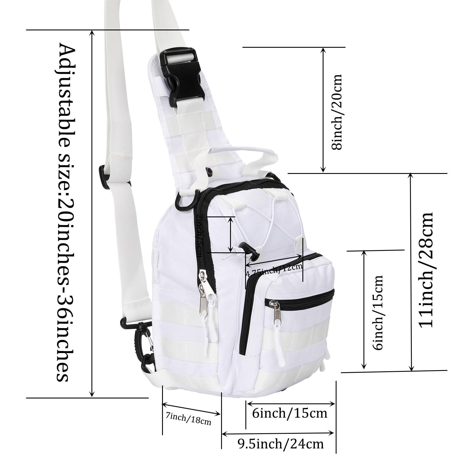 flipfit Tactical Shoulder Bag, Military Every Day Carry Sling Bag, Outdoor Portable Shoulder Pack For Men Women(White