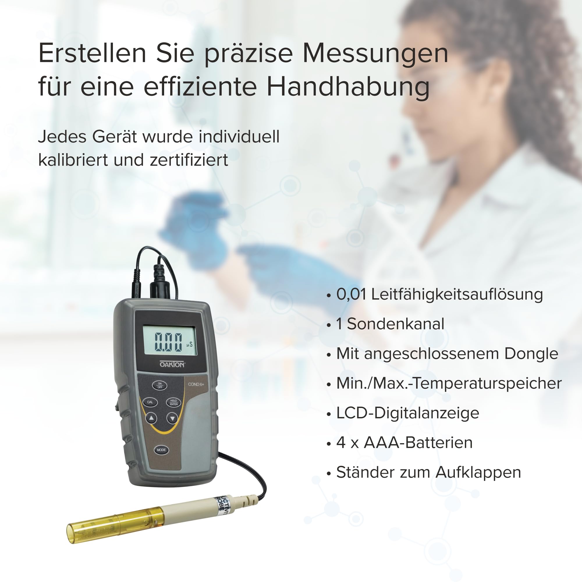 Oakton AO-35604-00 CON 6+ Handheld Conductivity Meter with Probe