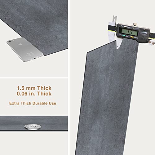 Surnuo 30 PCS 12 * 12 inch 1.5mm Thick Peel and Stick Vinyl Floor Tile, Self-Adhesive Tile Flooring for Bathroom, Livingroom, Kitchen and Renter's House Black Color