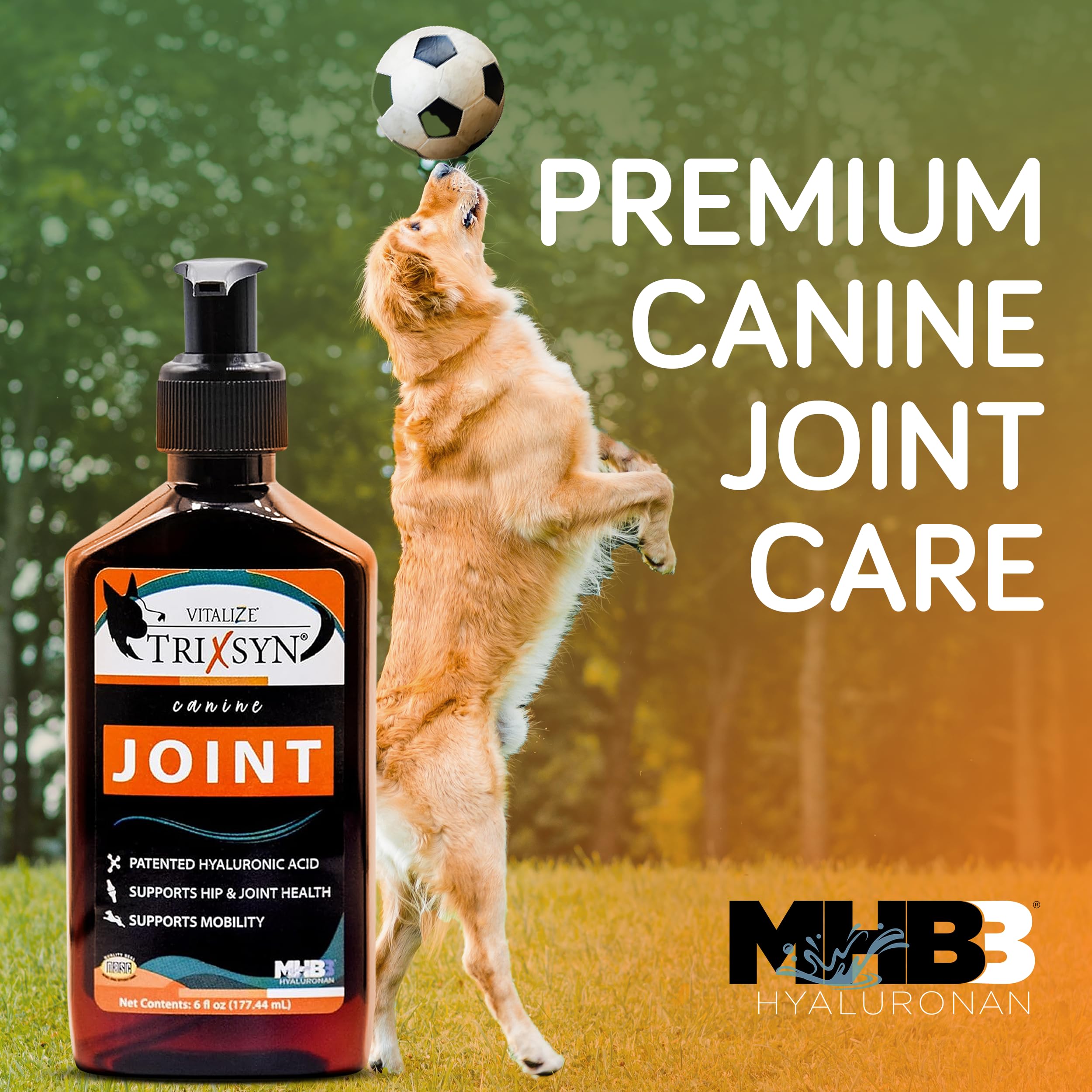 TRIXSYN Canine - All Natural Hip and Joint Care for Dogs- Enhance Joint Mobility and Cartilage Function - Live Healthier and Happier- Patented MHB3 Hylauronan Liquid Formula