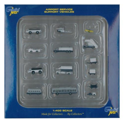 Gemini Jets Ground Airport Service Support Vehicles Accessories, 1:400 Scale, 14-Piece