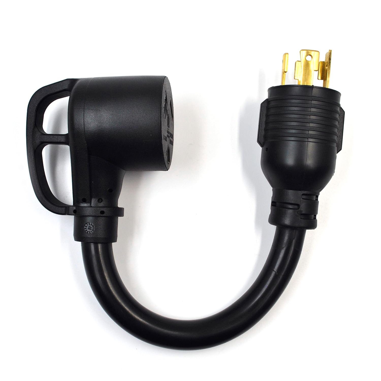 FlixGrdy 4 Prong to 30 Amp RV Generator Adapter Cord with Grip Handle, L14-30P Twist Lock Male to TT-30R Female, Heavy Duty STW 10 AWG for Generator to RV Trailer Camper, ETL Listed