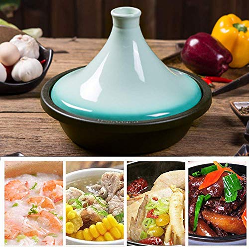 Thickened Cast Iron Tagine Pot, with Gloves Potholder, for Different Cooking Styles and Temperature Settings, Enameled Tajine, Oven Safe Dish Clay / 27cm with Thermal Board/Red