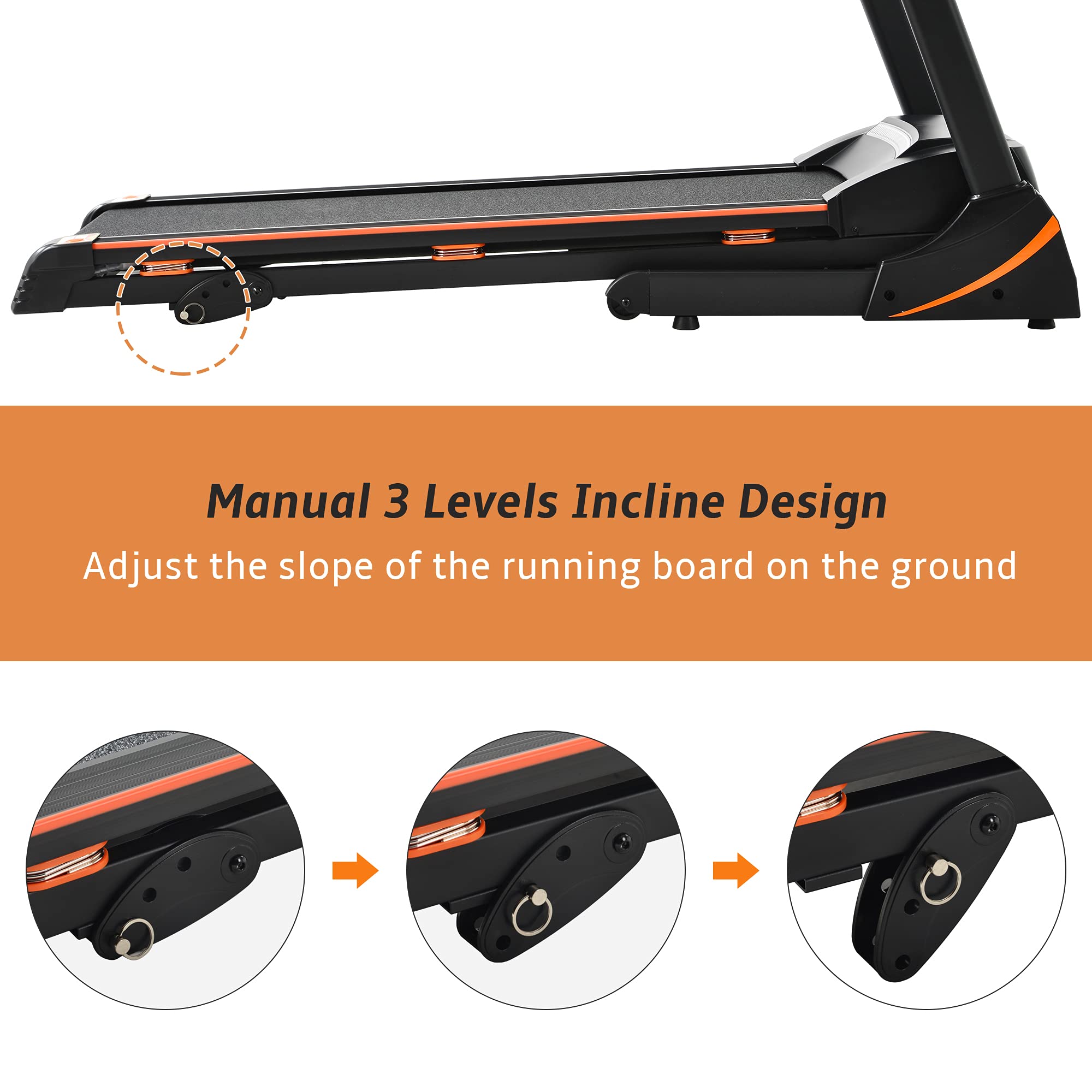 Folding Electric 3.5HP Treadmill with Incline Medium Running Machine Motorised LCD Gym 330lbs,Electric Motorized Power 14.8KM/H (3.5HP)