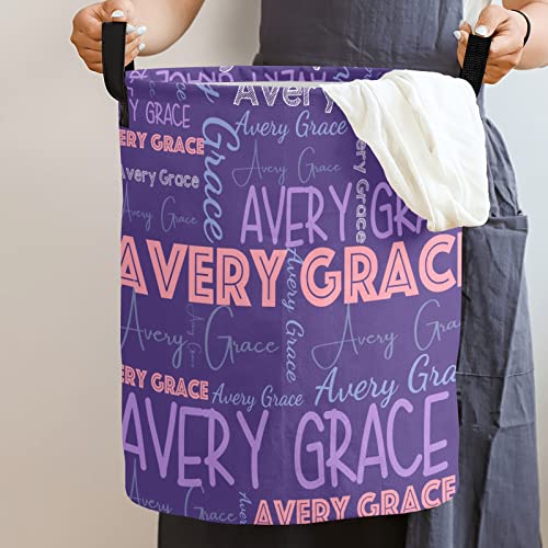 Personalized Laundry Basket Custom Word Art Names Laundry Hamper Collapsible Durable Toys Organizer Storage Bedroom Decor for Boys Girls Adults (Word art)