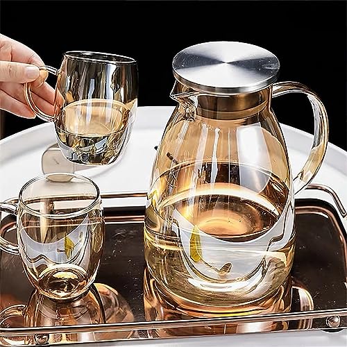 DCOT Home Office Water Cup Set Thickened Kettle 1.8L Kettle Large Capacity Kettle with 2 Glass Cup