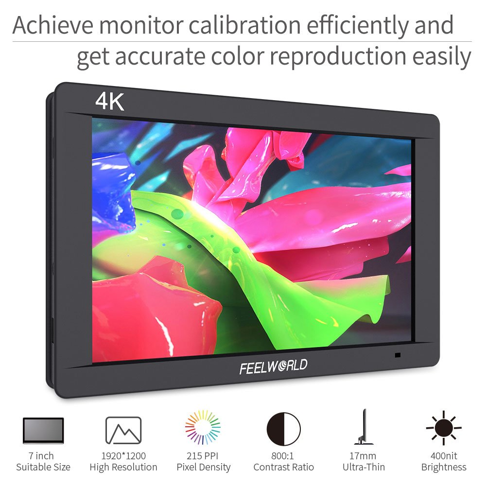 FEELWORLD FW703 7 Inch DSLR On Camera Field Monitor 3G SDI 4K HDMI Input Output Video Assist Peaking Focus IPS Full HD 1920x1200