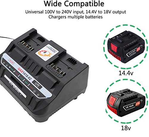 For Bosch Dual Charge Port 14.4V-18V Electrical Drill Li-ion Battery BAT609 BAT609G BAT618 BAT618G BAT614 2607336236