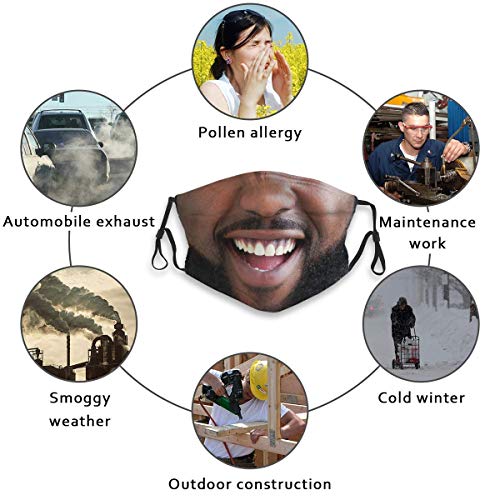 Funny Black Beard Style Cloth Face Mask With Filter Pocket Washable Face Bandanas Balaclava Reusable Fabric Protection