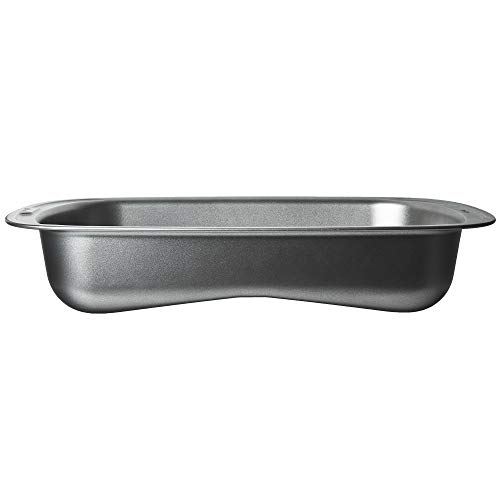 Goodcook Quick Roaster Pan and locking rack, with juice gathering pools for easier, safer, faster basting, 17x12x3 inches, Grey