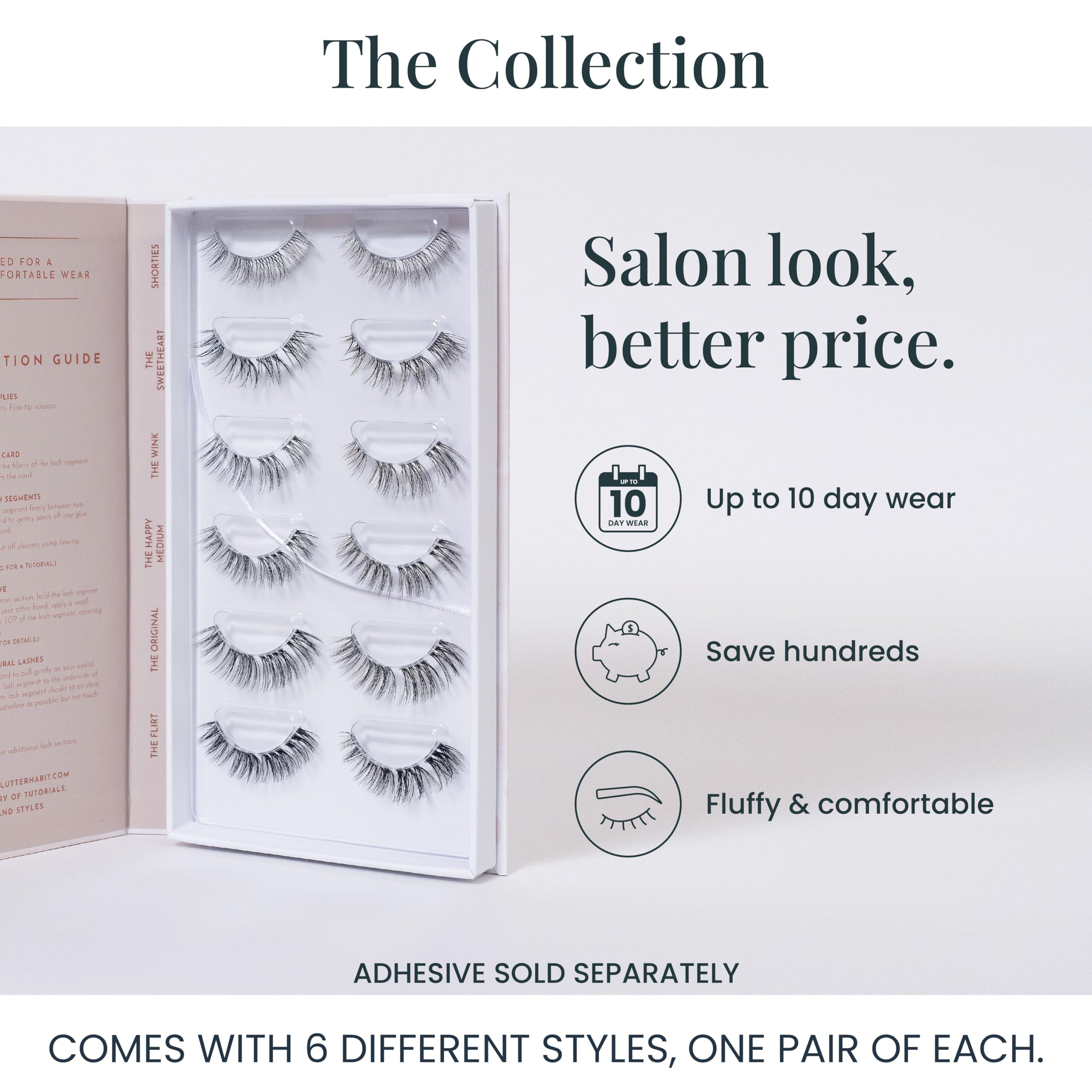 Flutterhabit The Flirt Bold Volume Lashes, DIY Lash Extensions, Fluffy Lash Clusters for Women, Salon Quality At Home Eyelashes Extension Kit, Natural False Lashes, 6 Lash Sets, No Lash Glue Included