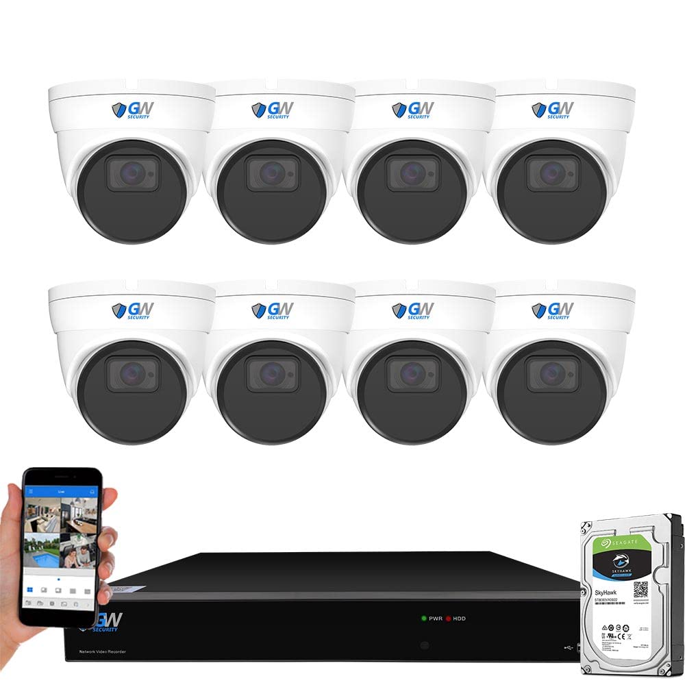 GW Security 16 Channel NVR UltraHD 12MP 4K @30FPS Face/Human/Vehicle Detection PoE Security Camera System with 8 x 12MP IP Microphone Smart AI Dome Cameras, Color Night Vision, Outdoor/Indoor Camera