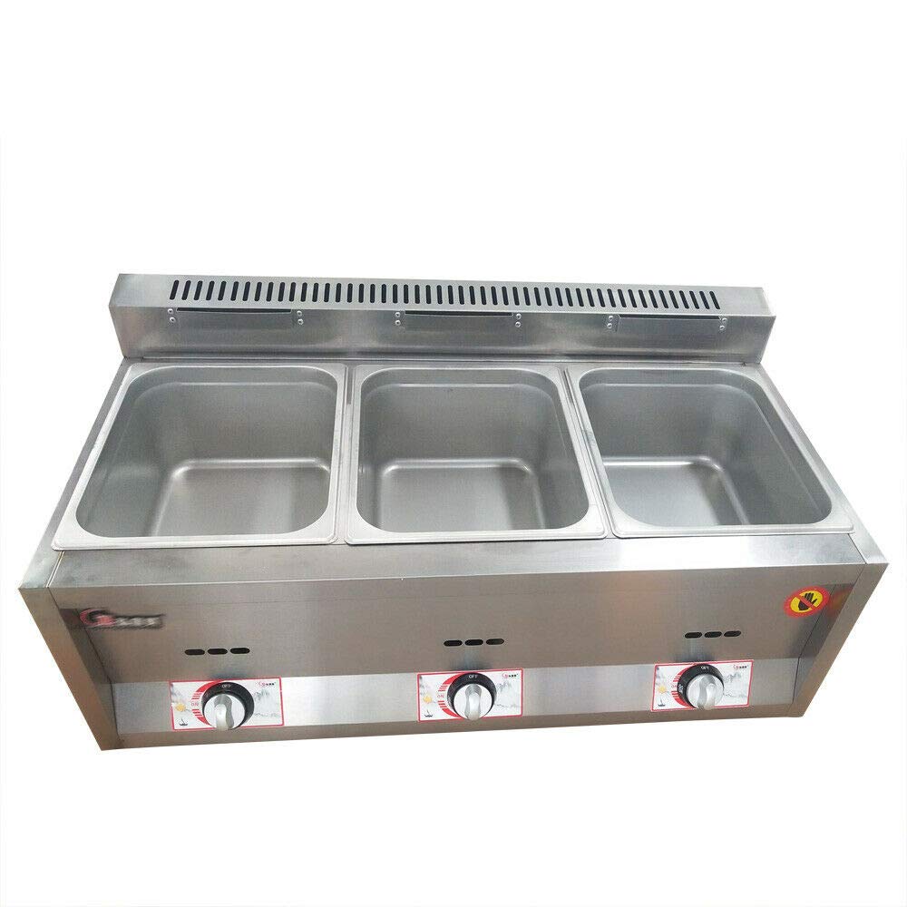 Fetcoi LPG Gas Deep Fryer, Propane LPG Stainless Steel Commercial Countertop Deep Fryer Machine for French Fries Restaurant Home Kitchen, 3 x 6L