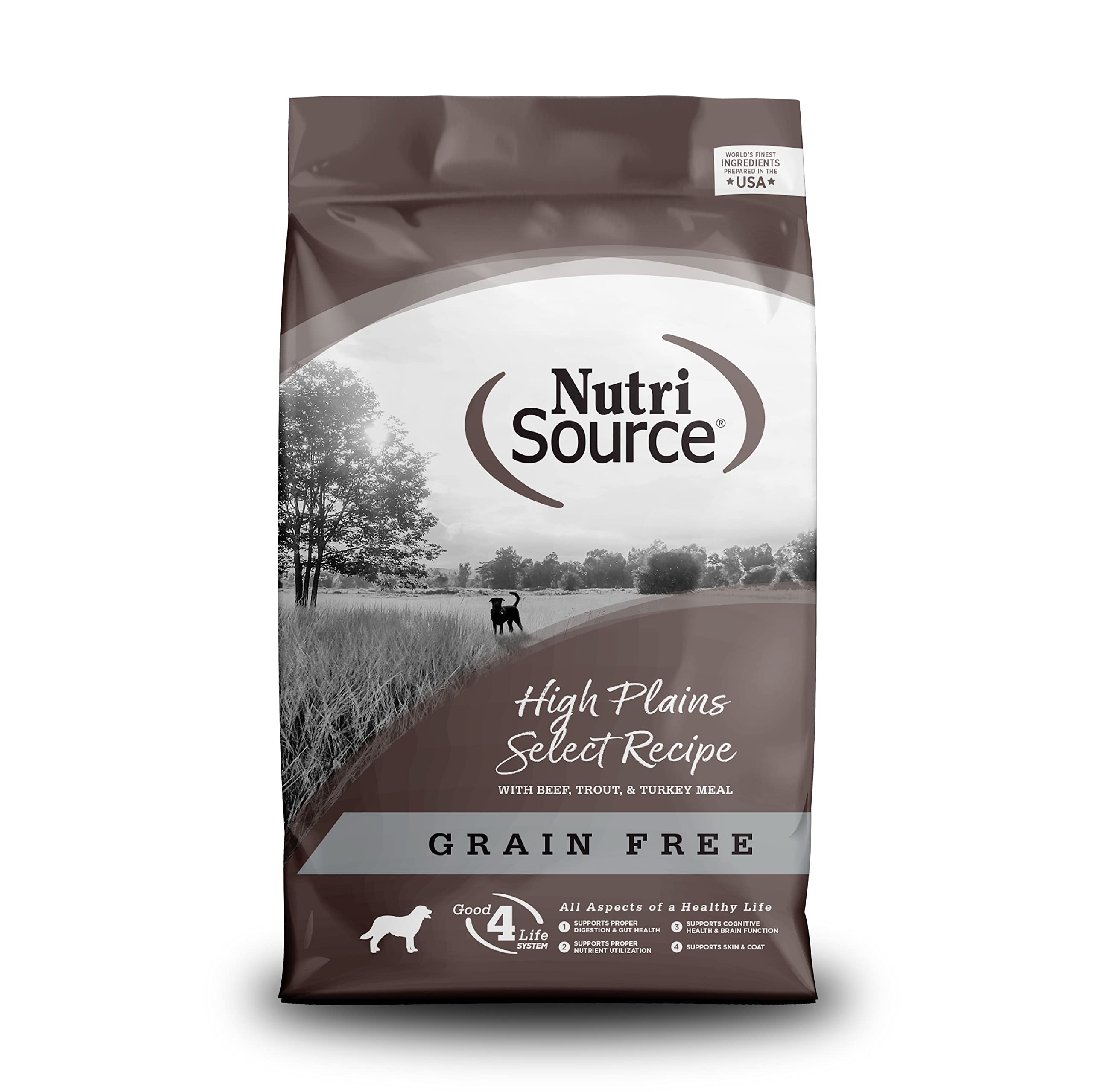 NutriSource High Plains Select Grain-Free Dog Food, Made with Beef, Trout and Turkey Meal, 15LB, Dry Dog Food