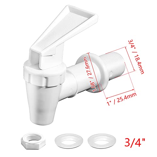 Lanzeuta 2 Sets BPA-Free Replacement Cooler Faucet, White Water Dispenser Tap Set, Reusable Plastic Spigot Spout Water Beverage Lever Pour Dispenser Valve Water Crock Tap