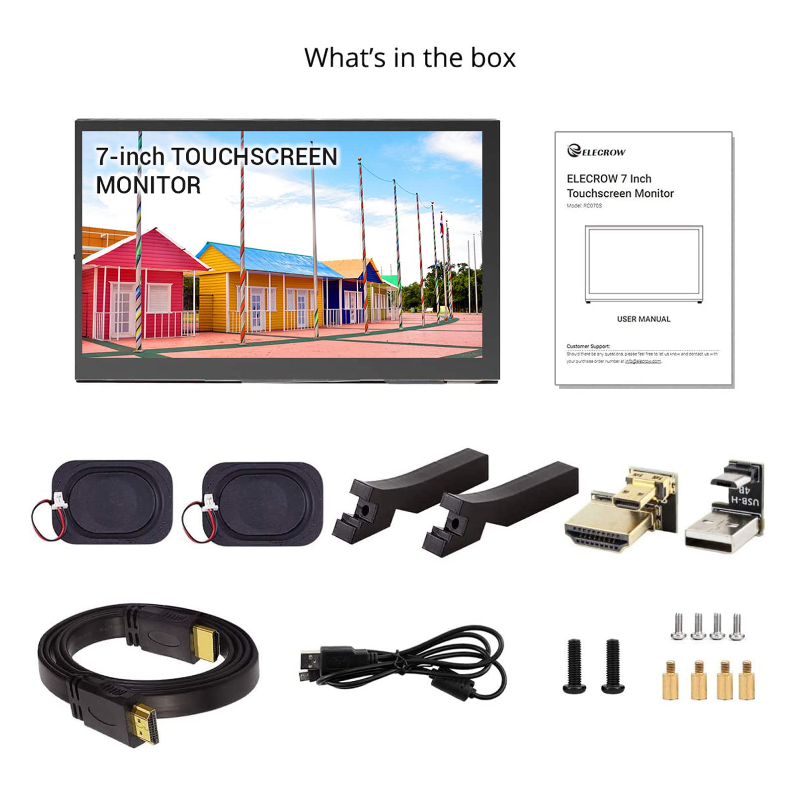 ELECROW 7 Inch Monitor 1024x600 Portable Touchscreen Monitor for Laptop Compatible with Raspberry Pi Banana Pi Jetson Nano Computer