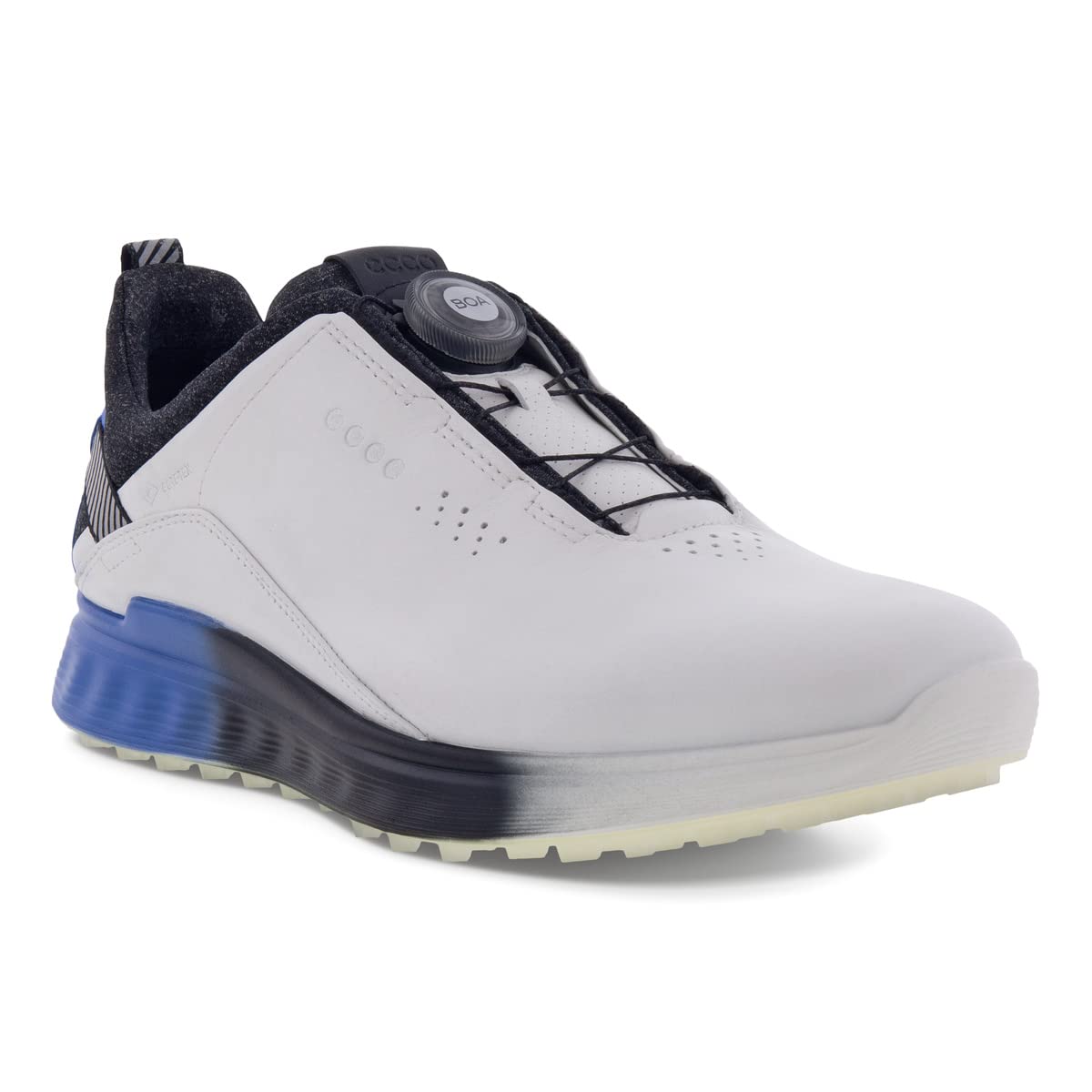 ECCO Men's S-Three BOA Gore-TEX Waterproof Hybrid Golf Shoe, White/Regatta, 6-6.5