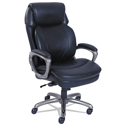 SertaPedic Cosset High-Back Executive Chair, Supports Up to 275 Lb, 18.75" to 21.75" Seat Height, Black Seat/Back, Slate Base
