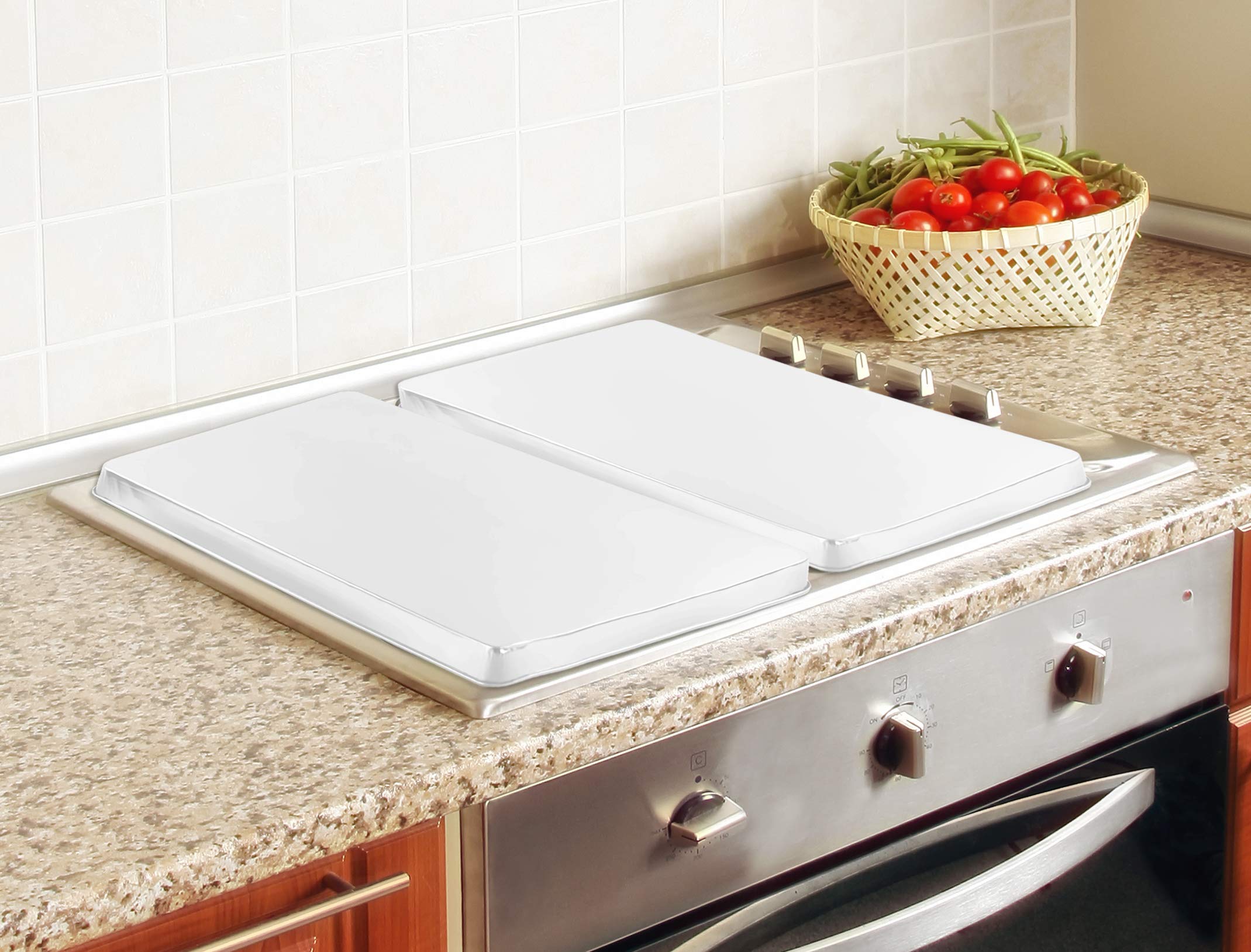 Reston Lloyd Rectangular Stove Burner Covers, Set of 2, White