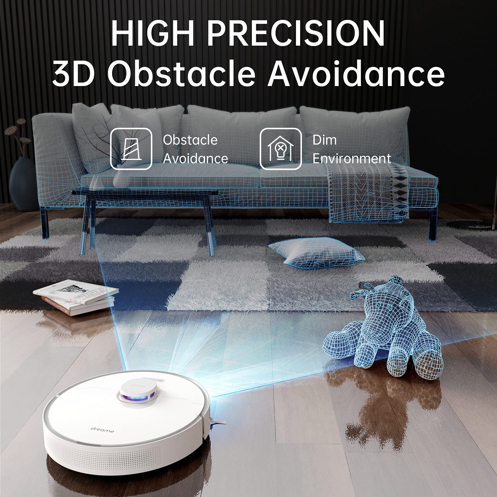 Dreametech L10 Pro Robot Vacuum and Mop, 4000Pa Strong Suction, 2.5h Runtime, Works with Alexa/Google Home/APP, 3D Obstacle Avoidance, Superb LiDAR Navigation, Ideal for Pet Hair, Carpets, Hard Floor