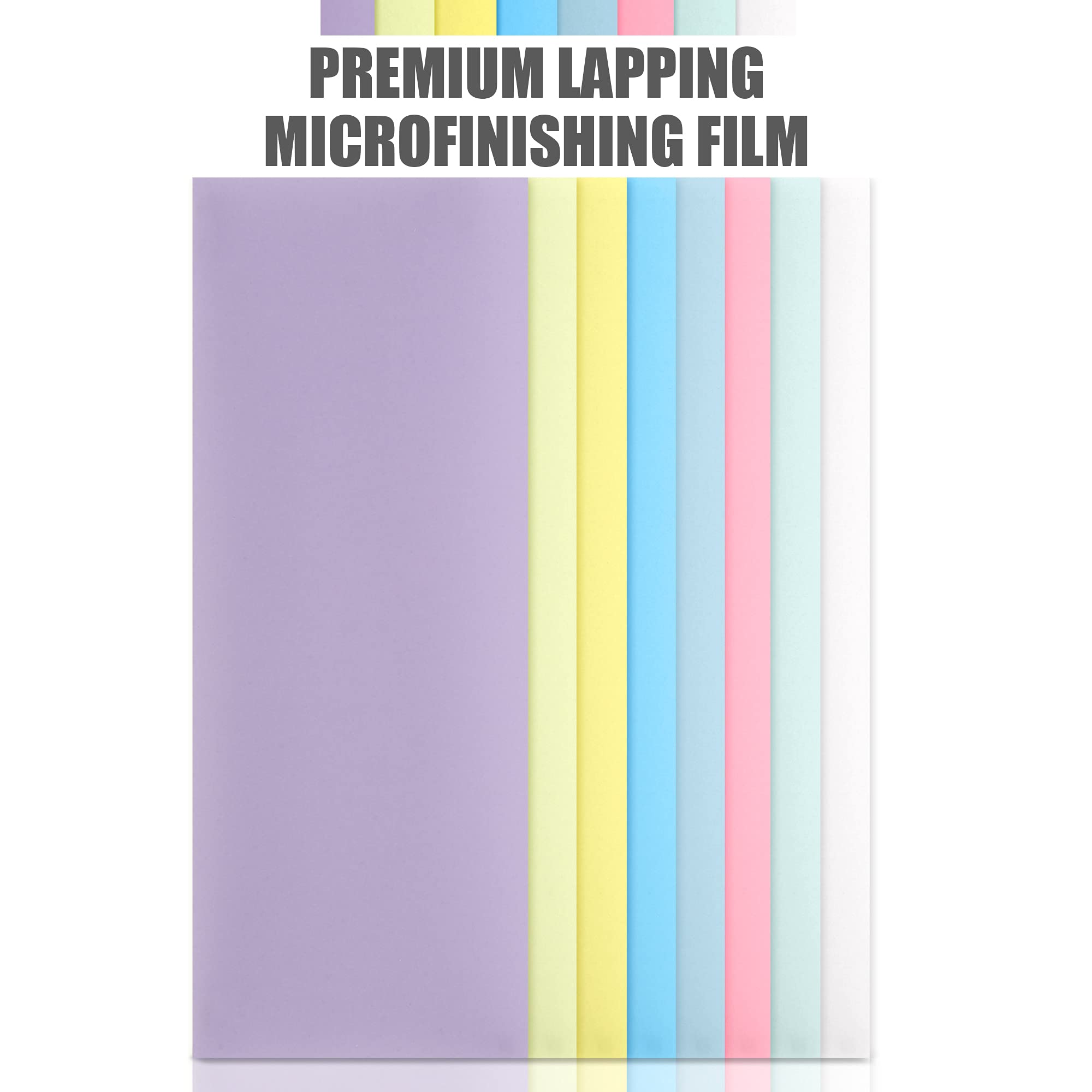 Lapping Microfinishing Film With PSA - Set of 8 Polishing Sheets 4.25ββ x 11ββ for Scary Sharp Sharpening System - AO Aluminum Oxide With Pressure Sensitive Adhesive
