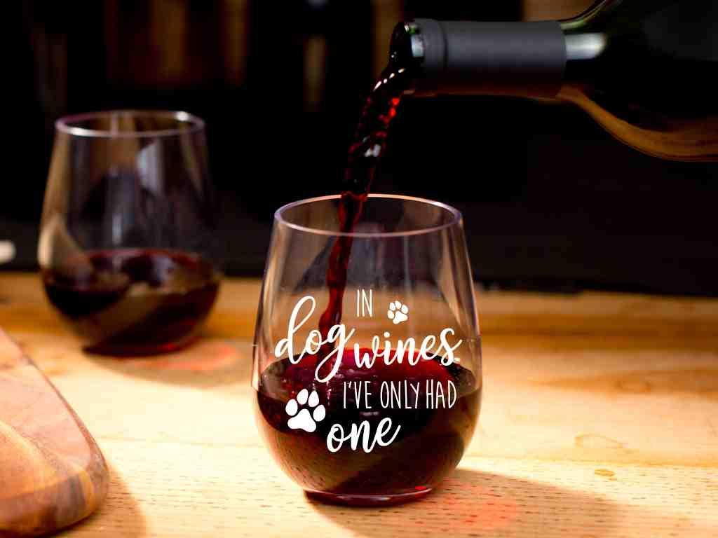 GSM Brands Stemless Wine Glass for Dog Lovers (In Dog Wines Ive Only Had One) Made of Unbreakable Tritan Plastic and Dishwasher Safe - 16 ounces