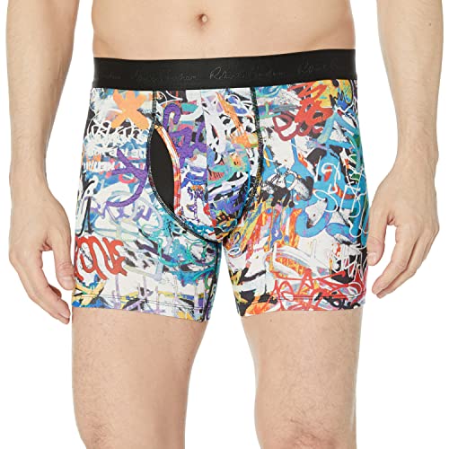 Robert Graham Grafitti Boxer Brief with Pouch-Men's Underwear, Teal