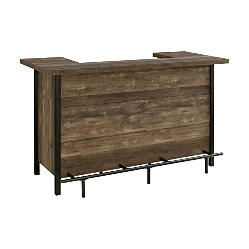 simple relax Rustic Oak and Bronze Wooden Bar Unit with Metal Legs