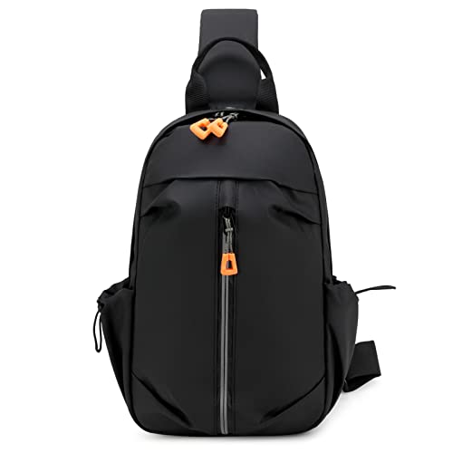 DELWAP Sling Bag for Men Small Backpack with Usb Charging Port Unisex Anti Theft Crossbody Bag Lightweight Casual Daypack Black