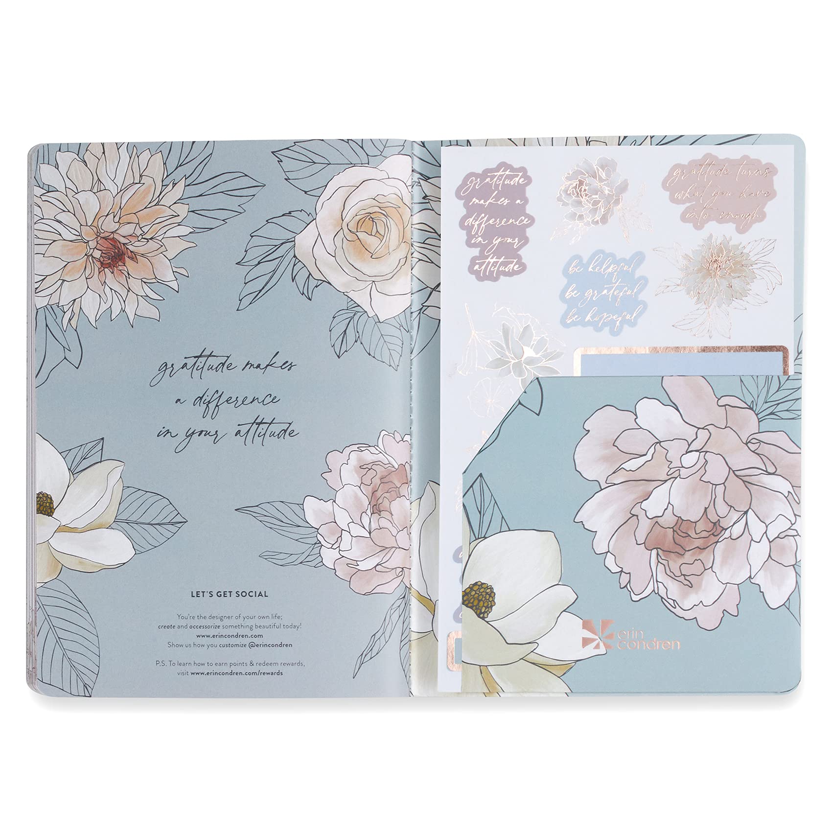Gratitude Journal/Planner, Edition 3 - Flora. Daily Reflection Notebook. Daily Quotes and Reflection Logs. Sticker Sheet Included. Portable Petite Planner by Erin Condren.