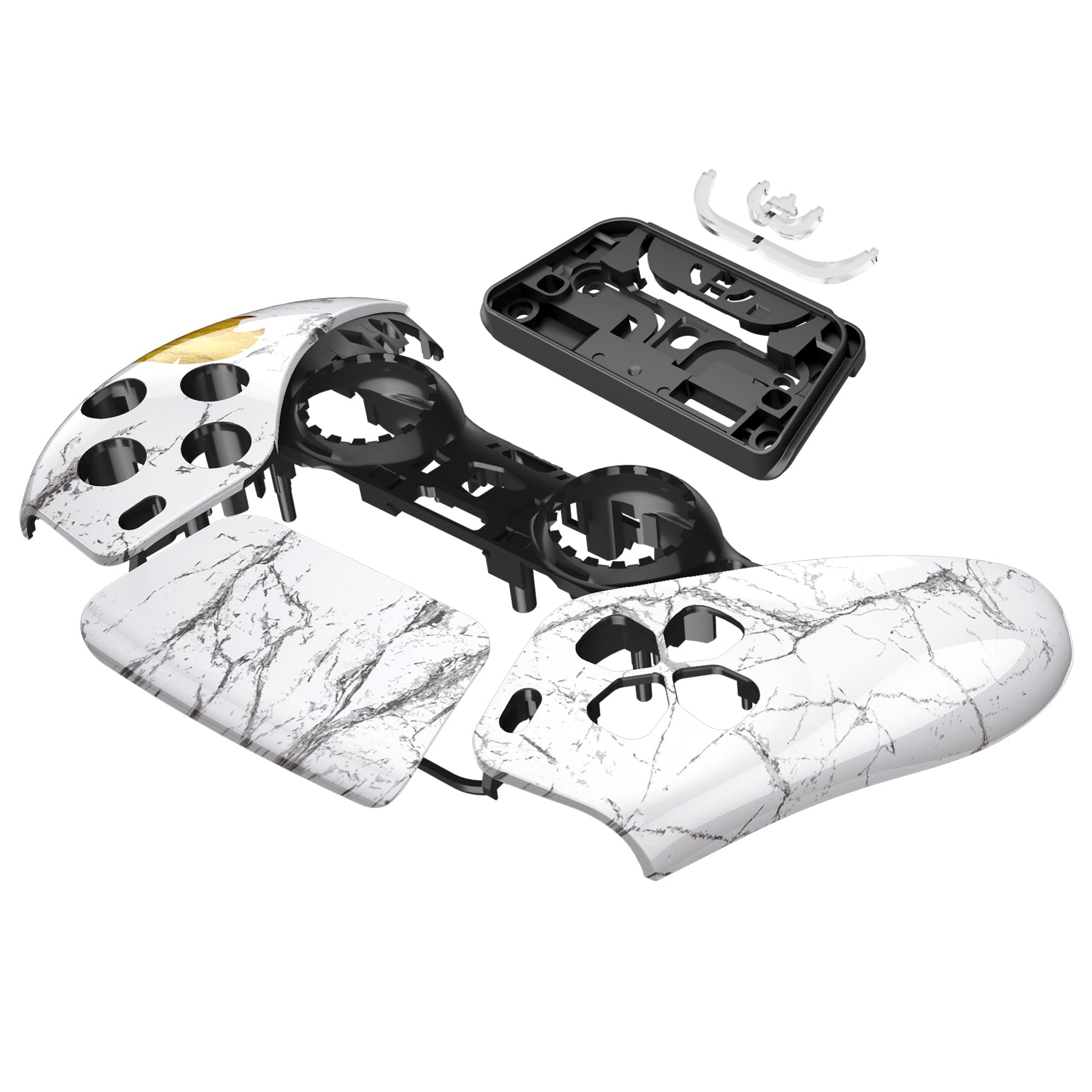 eXtremeRate Marbled Morale Touchpad Front Housing Shell Compatible with Controller, DIY Replacement Shell Custom Touch Pad Cover Faceplate Compatible with Controller