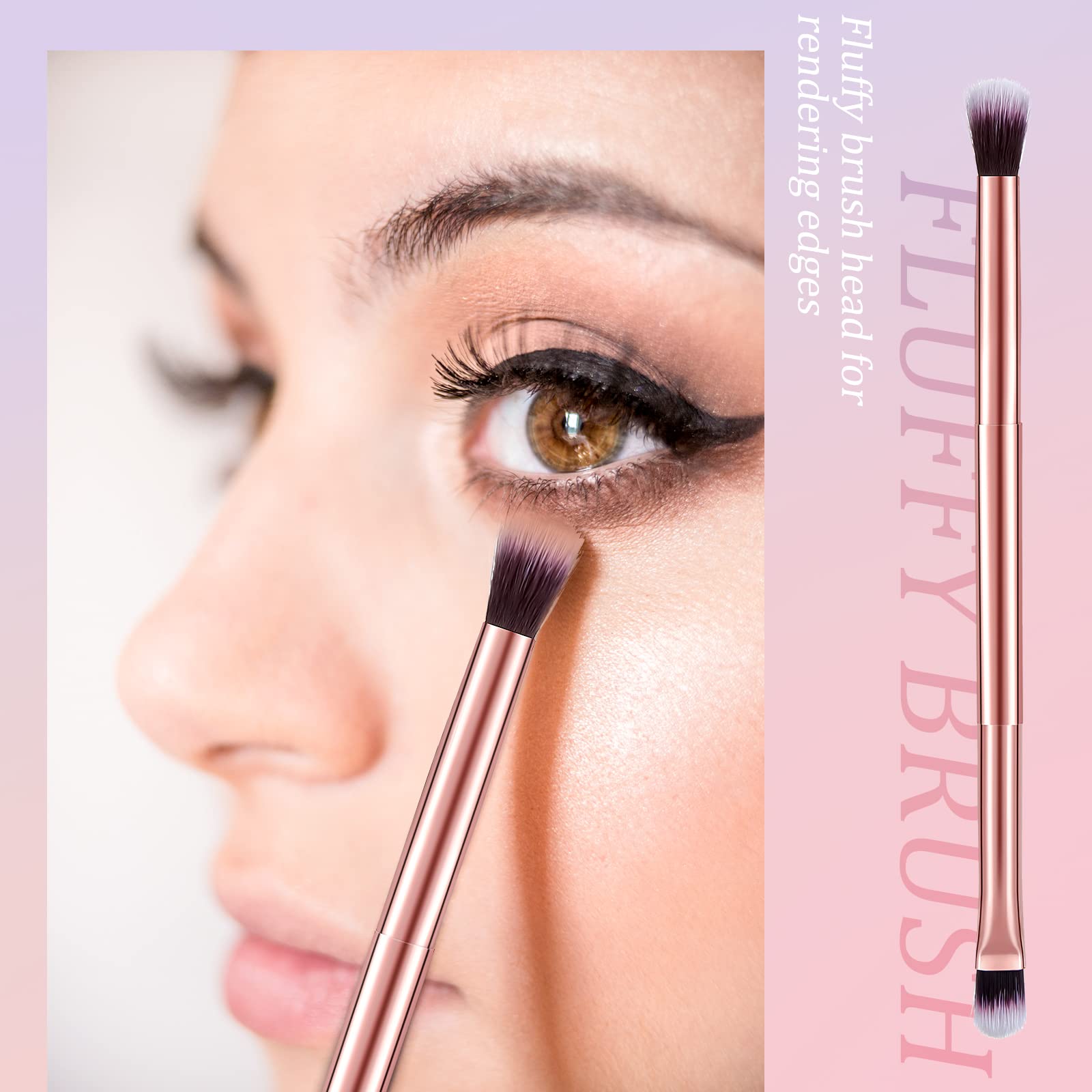 Perthlin 12 Pcs Eyeshadow Smudge Brush 2 in 1 Eyeshadow Brush Double Ended Concealer Brush Under Eye Small Soft Firm Pointed Foundation Makeup Applicator for Blending Eye Shadow Liner (Rose Gold)