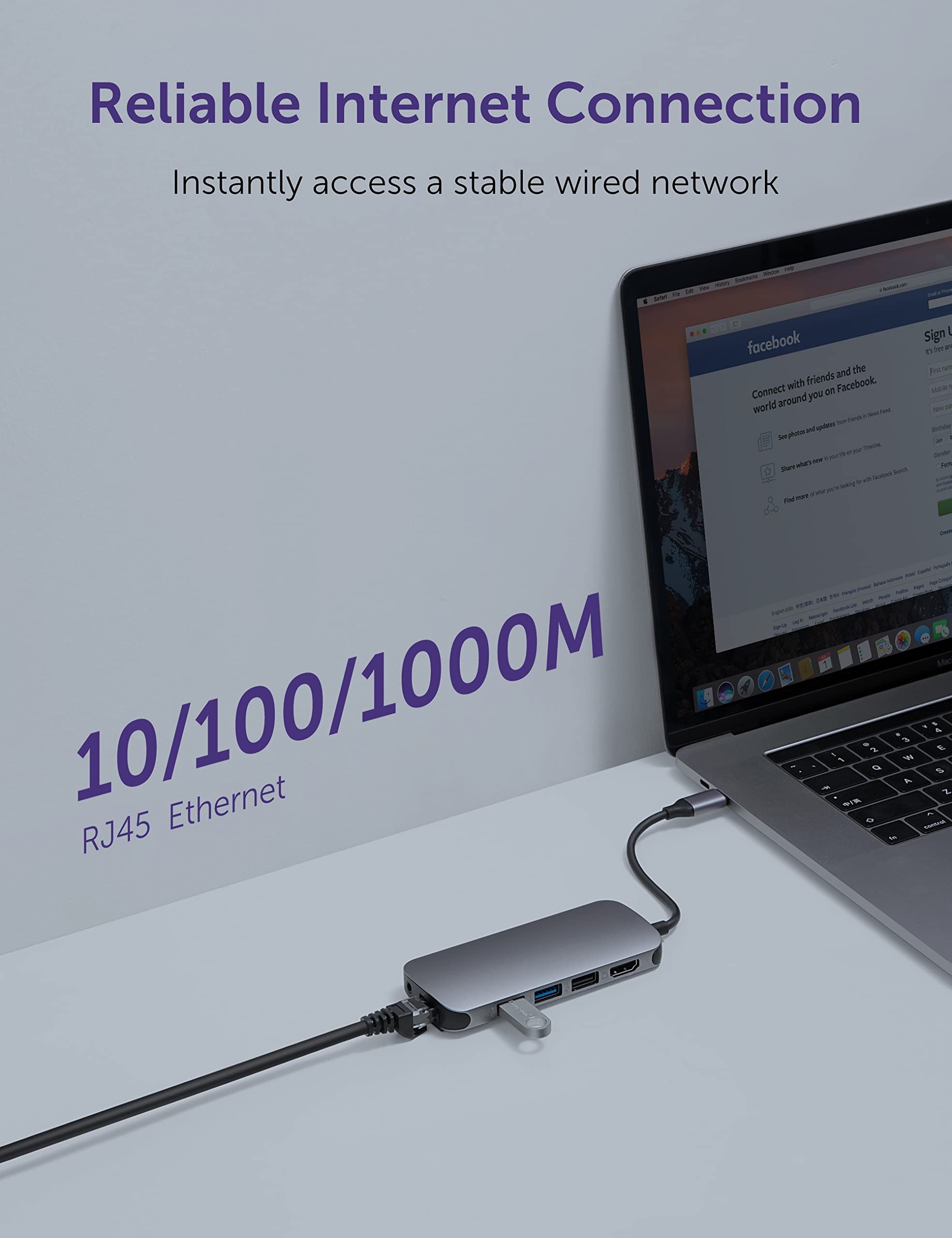 USB C Hub-9 in 1 Portable Space Aluminum Dongle with 4K HDMI, 100W PD Charging, Card Reader, 1000Mbps Ethernet Port for MacBook Air/Pro and More