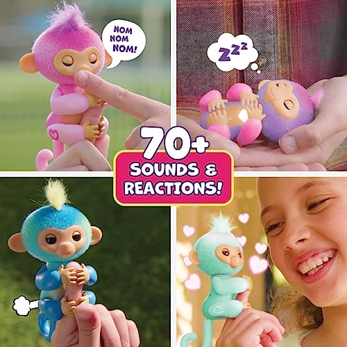 Fingerlings 2023 NEW Interactive Baby Monkey Reacts to Touch – 70+ Sounds & Reactions – Charli (Purple)