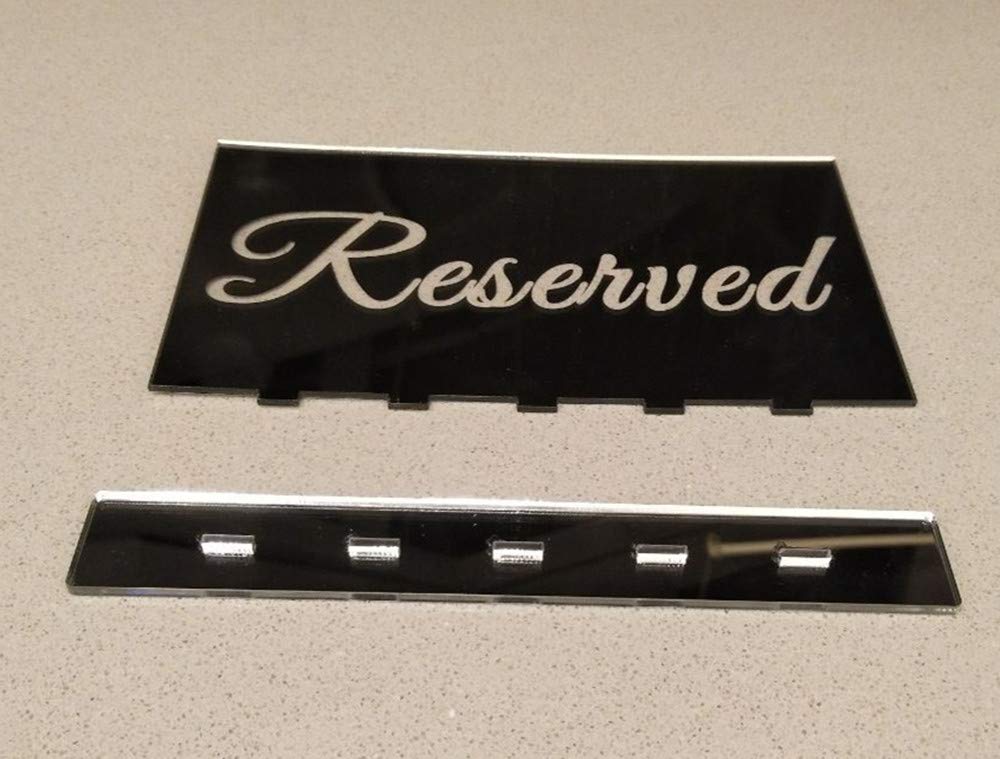 Set of 2 Acrylic Mirror Reserved Table Sign, Acrylic Freestanding Decoration, Acrylic Free Standing Reserved Wedding Signs (Silver)