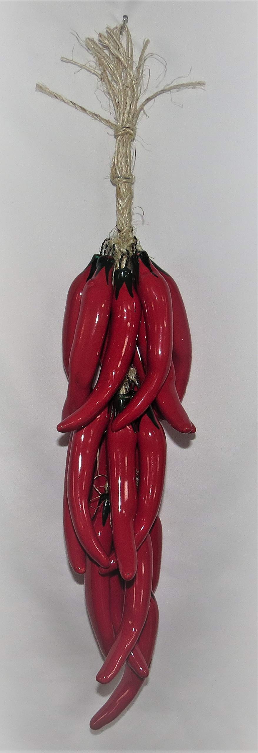 Generic Ceramic Talavera Red Chile Pepper - 15 in Red Chiles - Beautiful Mexican Handmade - Individually Unique - Red Chili Pepper Decorations - Pepper String - Red Chili Décor
