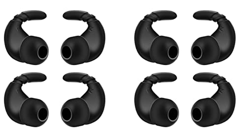 JNSA Replacement Anti Slip Ear Tip Sports Earbud Stabilizers Ear Hooks Fins Wing Noise Isolation Ear Tips Compatible with 3.8mm - 6mm Earbuds Nozzle Diameter in-Ear Earphones ,4 Pairs Set Black
