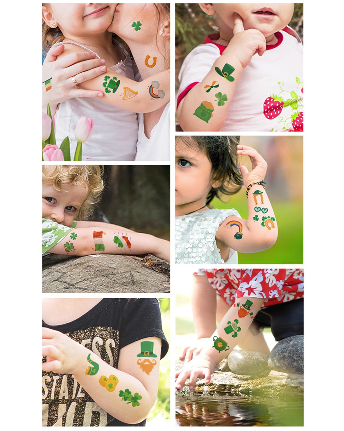 St Patricks Day Tattoos, 20 Unique Sheets St. patrick's Day Temporary Tattoos Shamrock, 4 Leaf Clover Temporary Tattoos Irish St Patricks Day Decorations (180+Pcs)