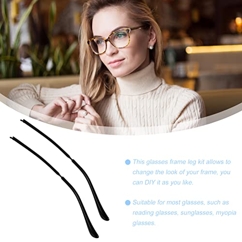 Hemobllo Metal Glasses Replacement Temple, Eyeglasses Arms Legs 1 Pair Glasses Temple Eyewear Frame Temple Sunglasses Arm Replacement (Black)